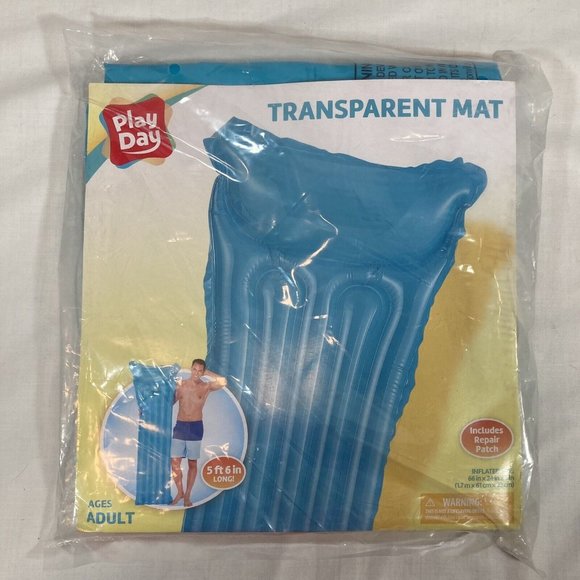 Play Day | Swim | Inflatable Transparent Swimming Pool Mat Raft Blue 56 ...